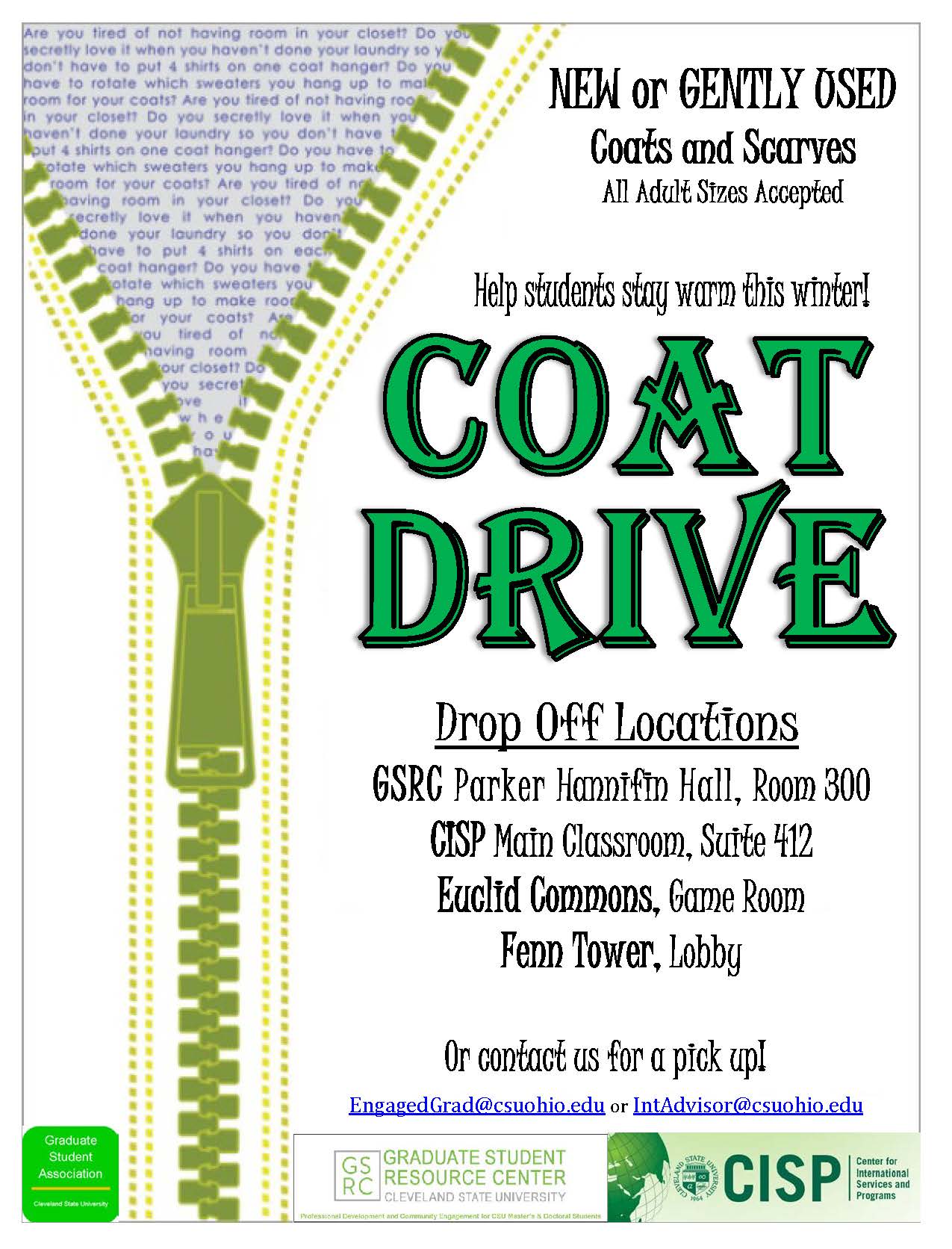 Grad Student Coat Drive Cleveland State University